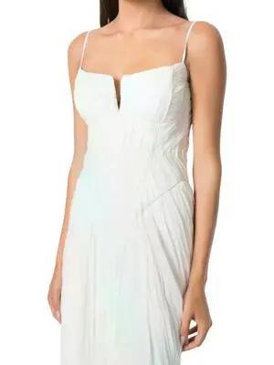 NORINA ST Corset-style Pleated Maxi Dress - White