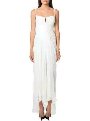 NORINA ST Corset-style Pleated Maxi Dress - White