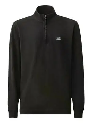 C.P. COMPANY Stretch Piquet Long-sleeve Half-zip Polo - Black