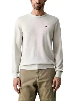 AERONAUTICA MILITARE Logo-embroidered Fine-knit Top - Neutrals
