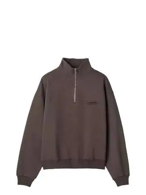 Jacquemus Quarter-zip Logo-patch Sweatshirt - Brown