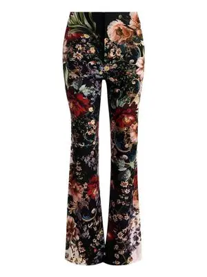 Alice + Olivia Andrew Floral-print Bootcut Trousers - Black