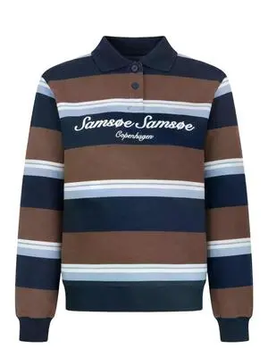 SAMSOE SAMSOE SAMSOE SAMSOE Long-Sleeved Striped Polo Top
