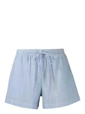 THE LADY AND THE SAILOR Striped Flutter Mini Shorts - Blue