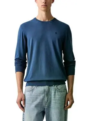 Scotch & Soda Logo-embroidered Fine Knit Sweater - Blue