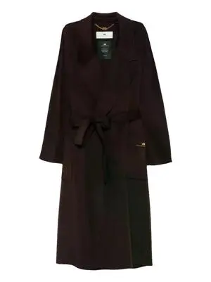 Elisabetta Franchi Belted Logo-plaque Coat - Brown