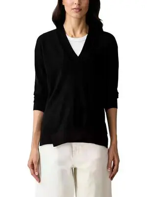 SILVIAN HEACH Valleisi Asymmetric V-neck Sweater - Black