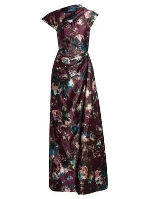 Erdem Floral Print Draped Gown - Red