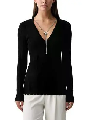 SILVIAN HEACH Silvian Heach Ribbed V-Neck Blouse
