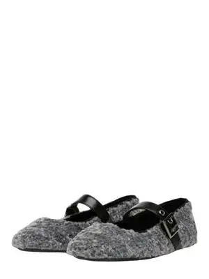 CANDICE COOPER Dafne Brid Teddy Buckle-strap Faux-shearling Ballet Flats - Grey