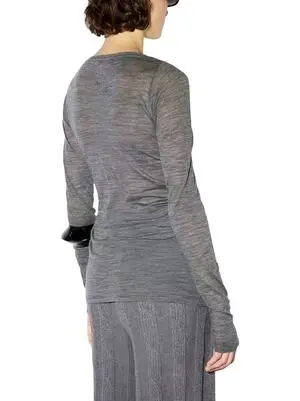 Liviana Conti Long-sleeve Boat-neck T-shirt - Grey