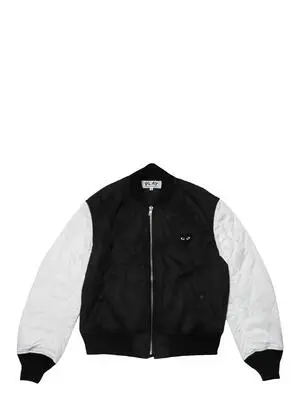 Play Comme Des Garcon Quilted Heart-print Bomber Jacket - Black