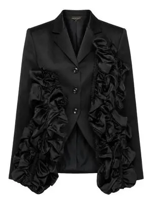 Comme Des Garçons Ruffled Satin Blazer - Black