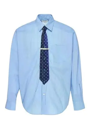 DOUBLET Trompe L'oeil Tie Embroidery Striped Shirt - Blue