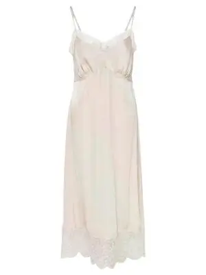 Simone Rocha Lace-trim Slip Midi Dress - Neutrals