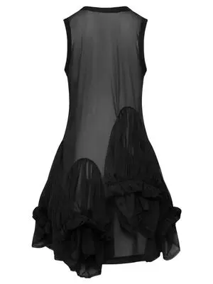 Comme Des Garçons Sheer Ruffled Mini Dress - Black