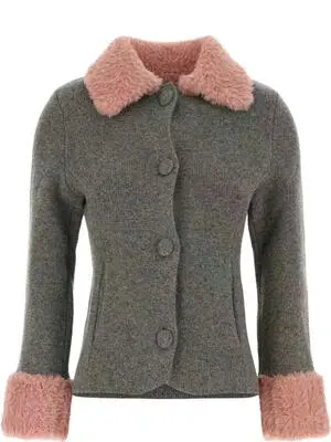 MOSCHINO Moschino Faux-Fur-Trim Knitted Jacket