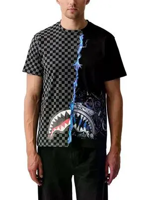SPRAYGROUND Check-print Shark Mouth T-shirt - Black