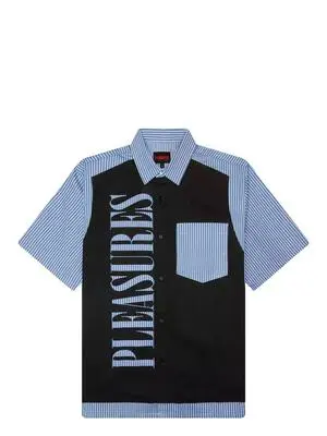 PLEASURES Logo-print Striped Shirt - Blue