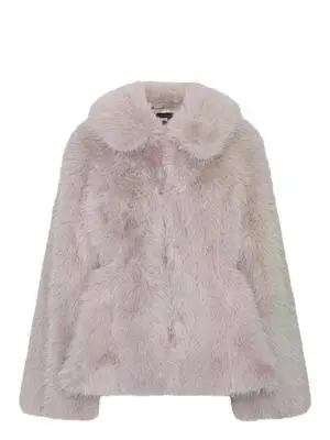 ROTATE BY BIRGER CHRISTENSEN Faux-fur Flared Jacket - Pink
