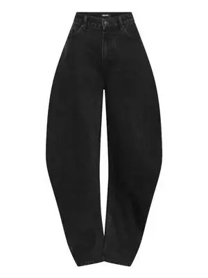 ROTATE BY BIRGER CHRISTENSEN Draped Barrel-leg Jeans - Black