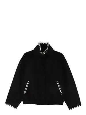 SANDRO SANDRO Whipstitch-Trim High-Neck Jacket