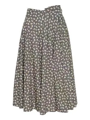 MSGM Floral-print Pleated Skirt - Grey