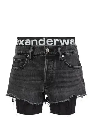 Alexander Wang Alexander Wang Logo-Waistband Layered Denim Shorts Black