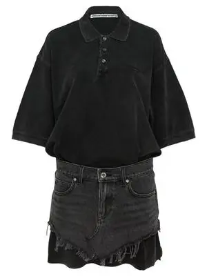 Alexander Wang Alexander Wang Mini Pre-Styled Frayed Dress Grey