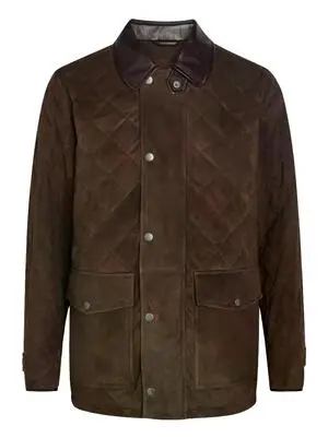Gant Quilted Suede Jacket - Brown