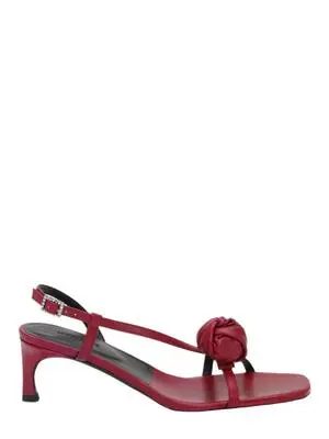 ROTATE BY BIRGER CHRISTENSEN ROTATE BIRGER CHRISTENSEN Mid-Heel Knot Leather Sandals Red
