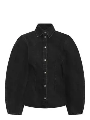 ROTATE BY BIRGER CHRISTENSEN Fitted Denim Shirt - Black