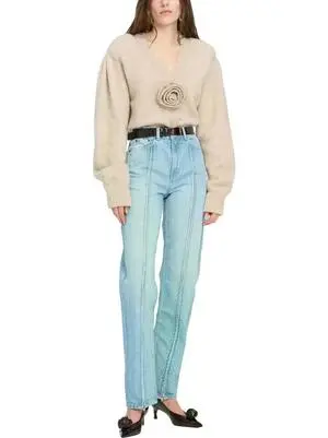 ROTATE BY BIRGER CHRISTENSEN Knit Flower Cardigan - Neutrals