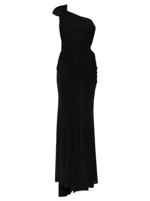 HERVE L. LEROUX Asymmetric Draped Gown - Black