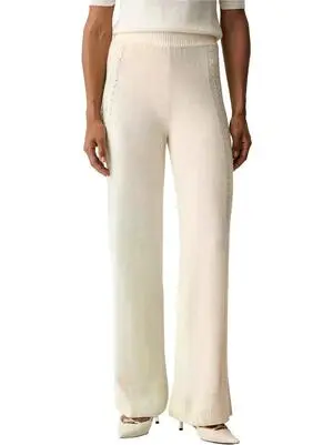 Ermanno Scervino Pointelle-knit Wide-leg Trousers - Neutrals