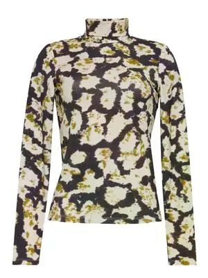 Cara Cara Cara Cara Piper Spotted-Print Turtleneck Top Neutrals