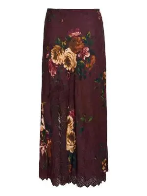 Cara Cara Lou Floral Print Midi Skirt - Red
