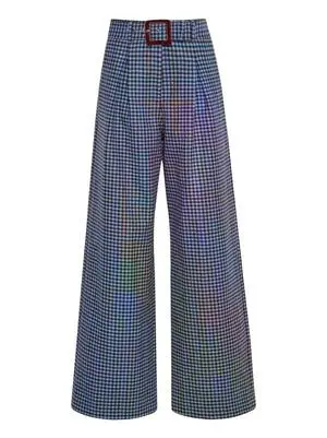 Cara Cara Soho Plaid Wool Trousers - Blue