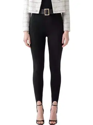 SELF-PORTRAIT Knit Stirrup Leggings - Black