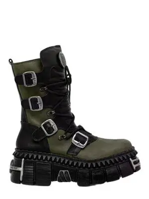NEW ROCK X Attack On Titan Buckled Platform Boots - Green