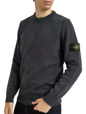 Stone Island Logo-patch Lambswool Sweater - Grey