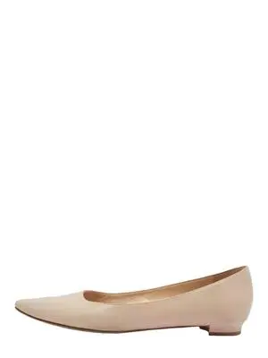 Manolo Blahnik Manolo Blahnik BB Pointed-Toe Leather Flats Neutrals