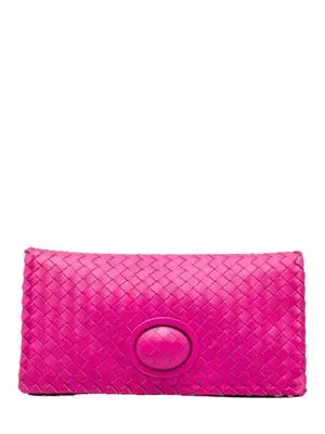 Bottega Veneta Bottega Veneta Nappa Intrecciato Turn Lock Clutch Bag Pink