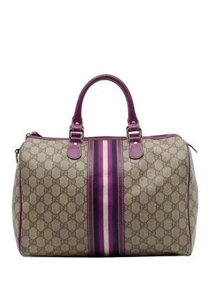 Gucci Gg Supreme Joy Web Boston Bag - Neutrals