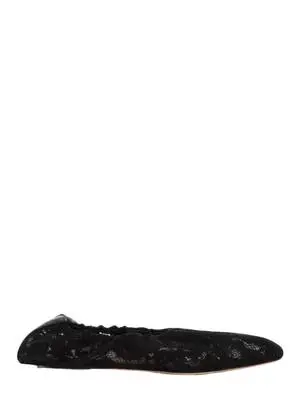 ODISSI Aicha Lace-overlay Elasticated Ballet Flats - Black