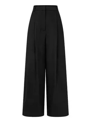 STUDIO TOMBOY Pintuck Wide-leg Trousers - Black