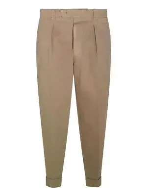Incotex Pleated-detail Turn-up Trousers - Neutrals