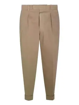 Incotex Pleated Turn-up Trousers - Neutrals