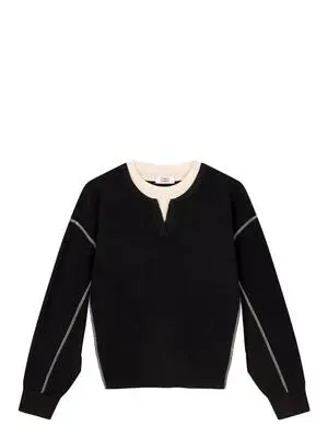 STUDIO TOMBOY Layered-Style Drawstring Sweatshirt Black