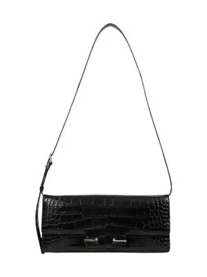 TOM FORD TOM FORD Aube Crocodile-Effect Leather Shoulder Bag Black